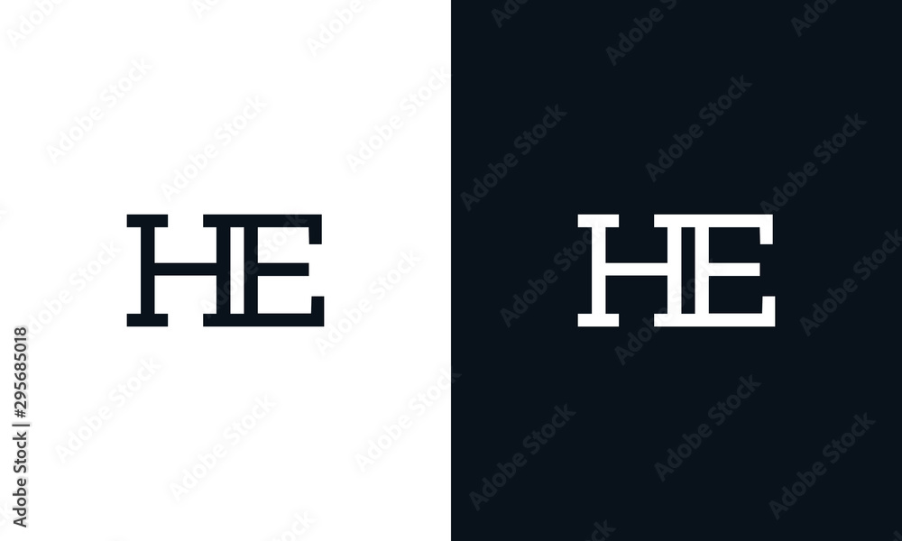Minimalist line art letter HE logo. This logo icon incorporate with two ...
