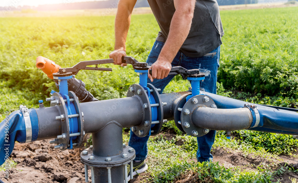 Drip irrigation system. Water saving drip irrigation system being used ...