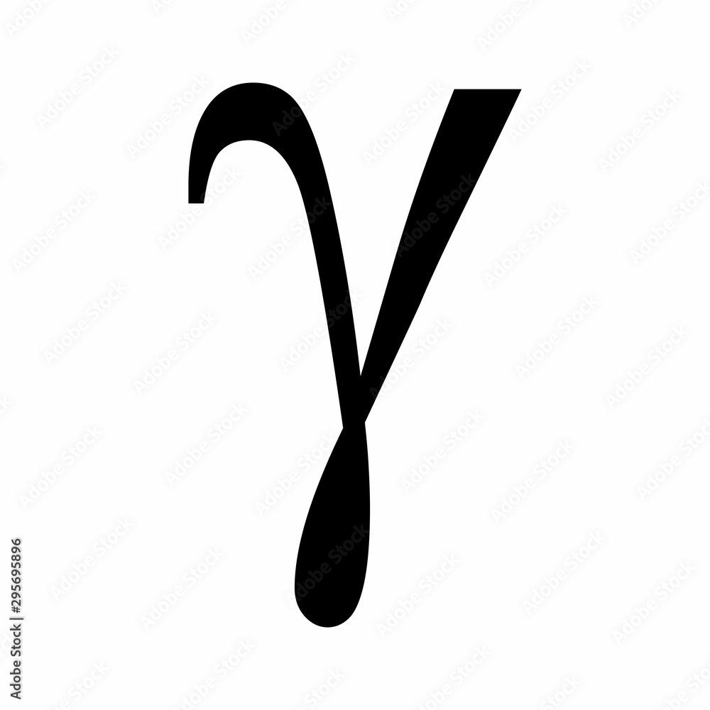 Lowercase Gamma icon illustration. Black letter on white background ...