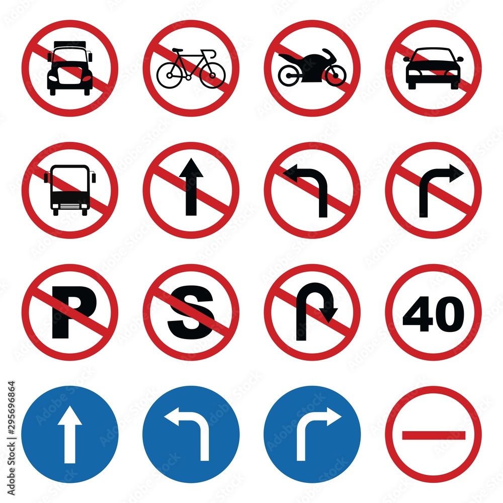 Traffic road signs set isolated on the white. Vector illustration ...