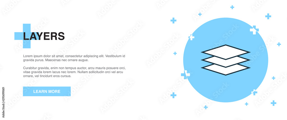 layers icon, banner outline template concept. layers line illustration ...