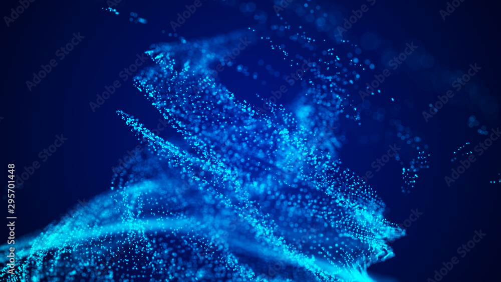 Futuristic particles background. Digital background with connected blue ...
