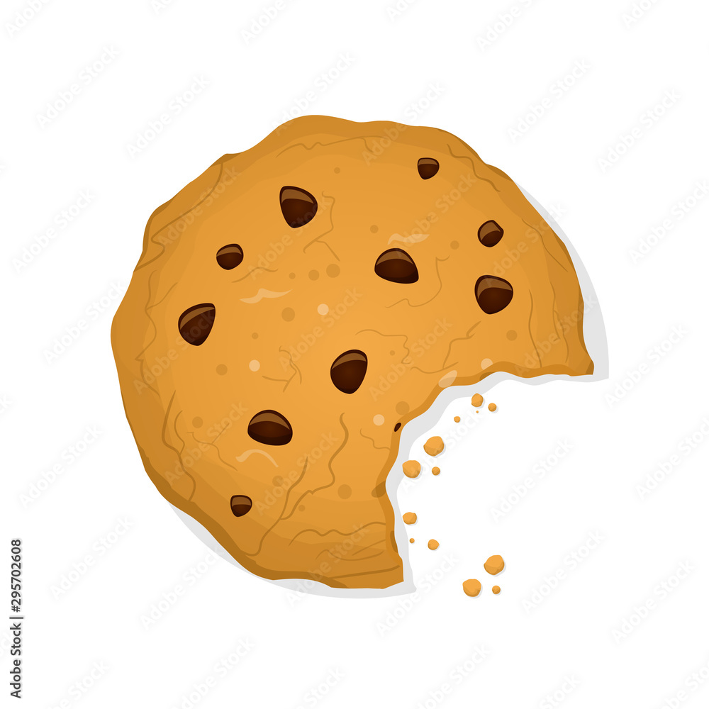funny cartoon illustration of a bitten cookie Stock Vector | Adobe Stock