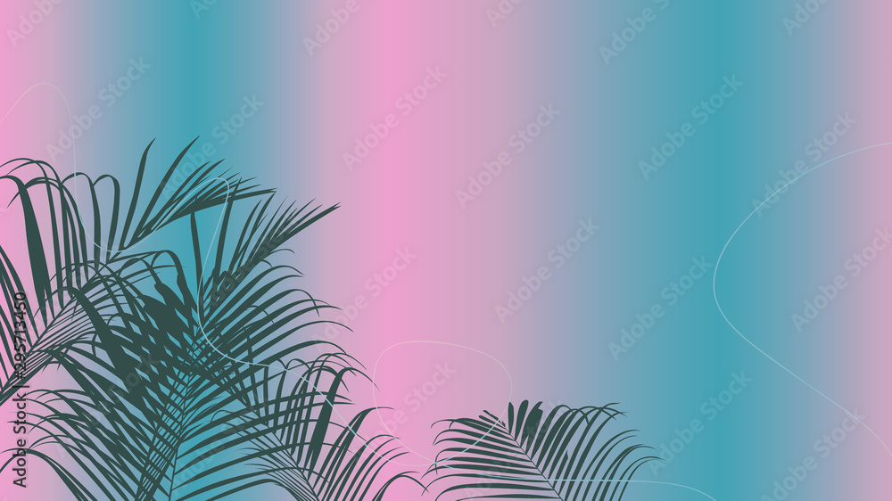 VHS tropical leaves pastel gradient background Stock Vector | Adobe Stock