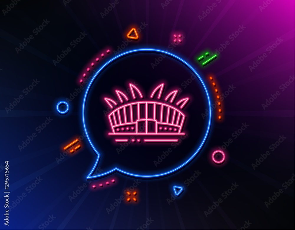 Arena stadium line icon. Neon laser lights. Sport complex sign ...