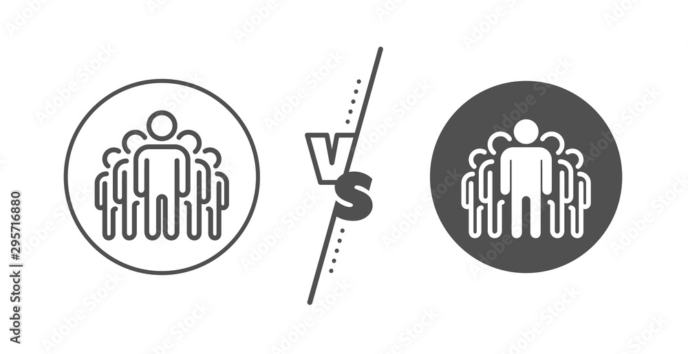 Business management sign. Versus concept. Group line icon. Teamwork ...