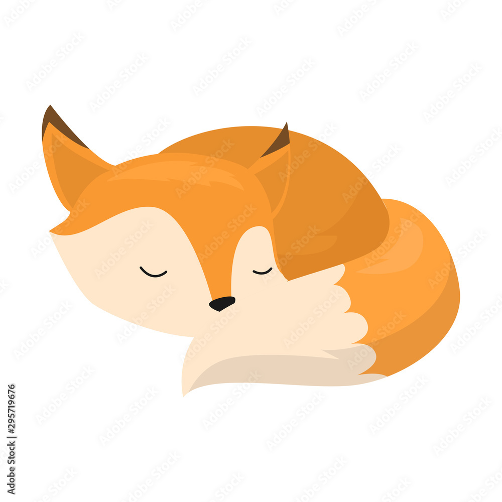Cute fox sleeping. Vector illustration isolated on white background ...