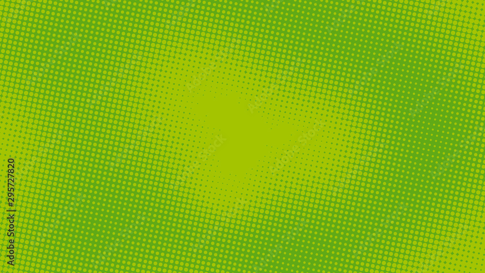 Green pop art background with halftone dots in retro comic style ...