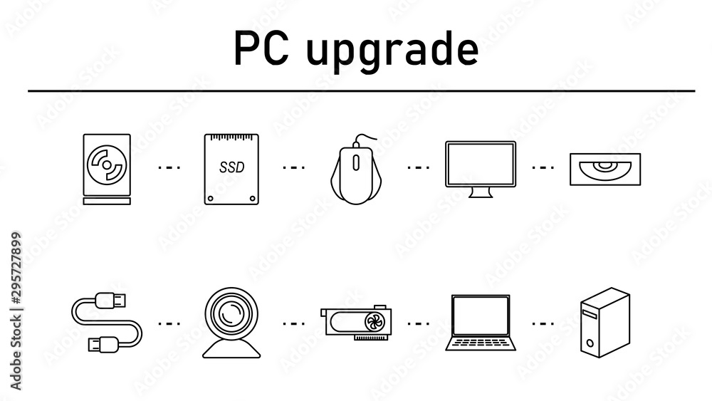 PC upgrade simple concept icons set. Stock Vector | Adobe Stock