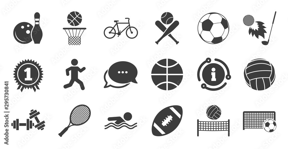Set of Sport and Fitness icons. Information, chat bubble icon. Football ...