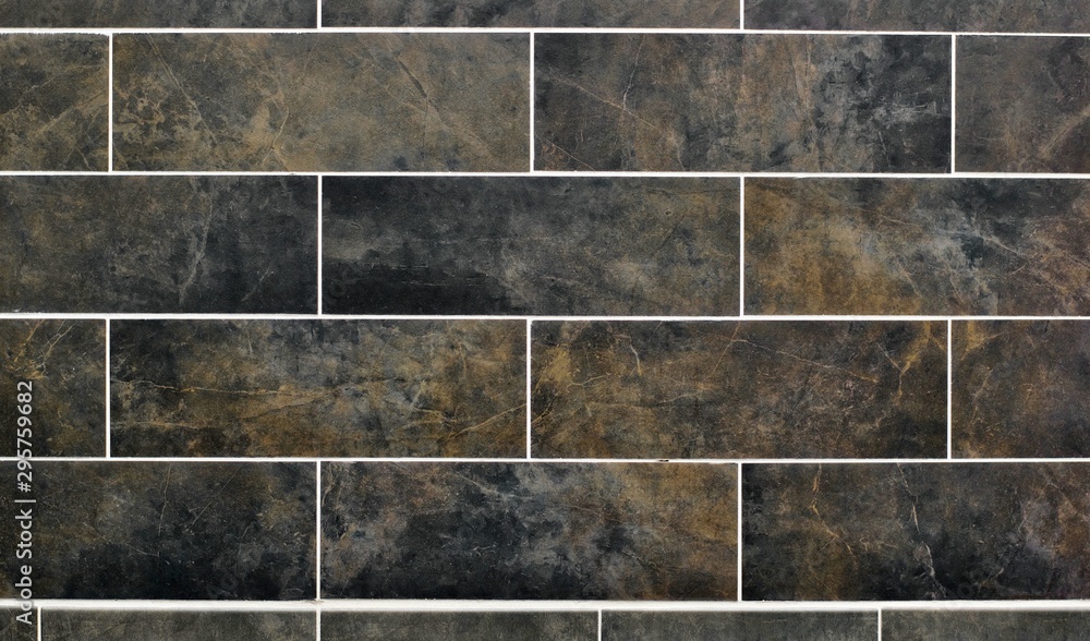 Black and brown horizontal wall tile pattern with a dark and marbled ...