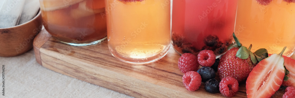 Kombucha second Fermented fruit tea, Probiotic food ภาพถ่ายสต็อก ...