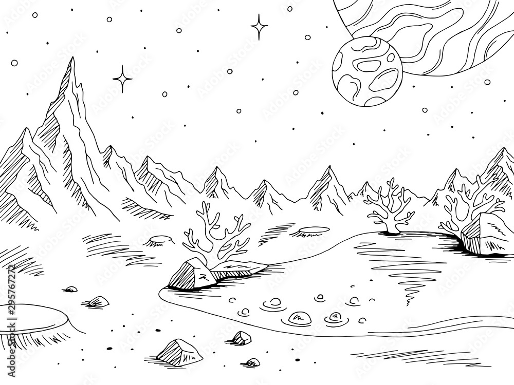 Space Landscape Coloring Pages