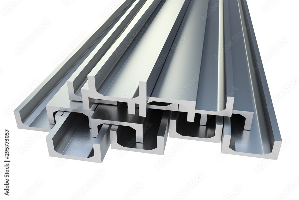 Steel metal profiles in u-bar shape - industry concept Stock ...