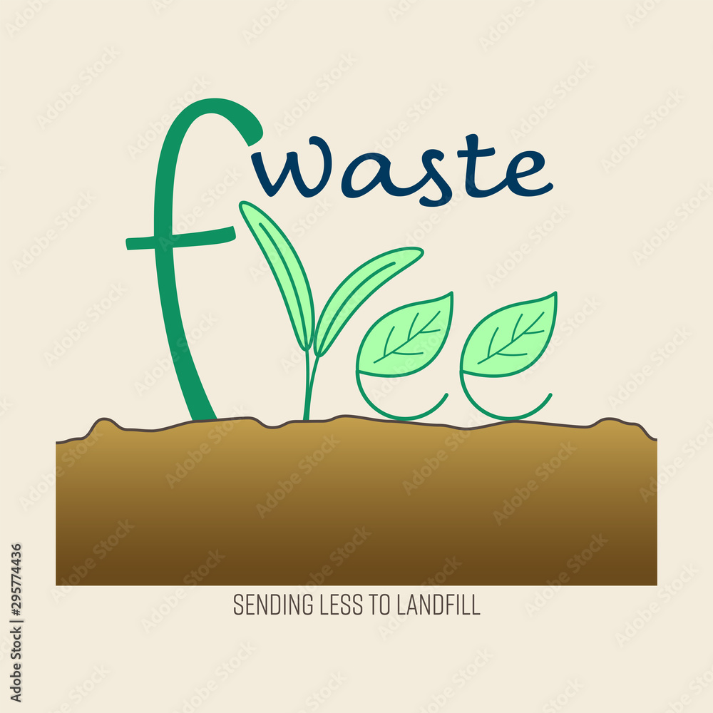 Waste free typographic design. Finding way to eliminate waste, sending ...