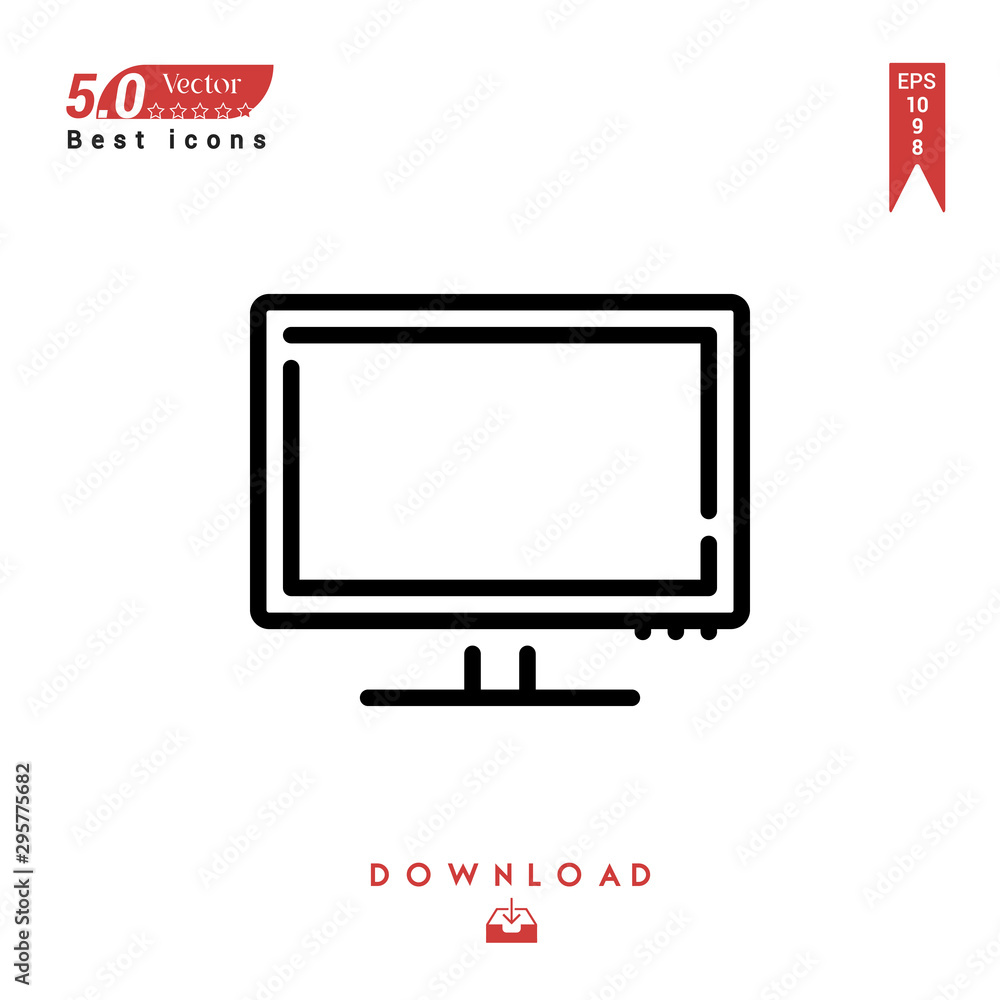 Outline computer-screen vector isolated on white background. Graphic ...