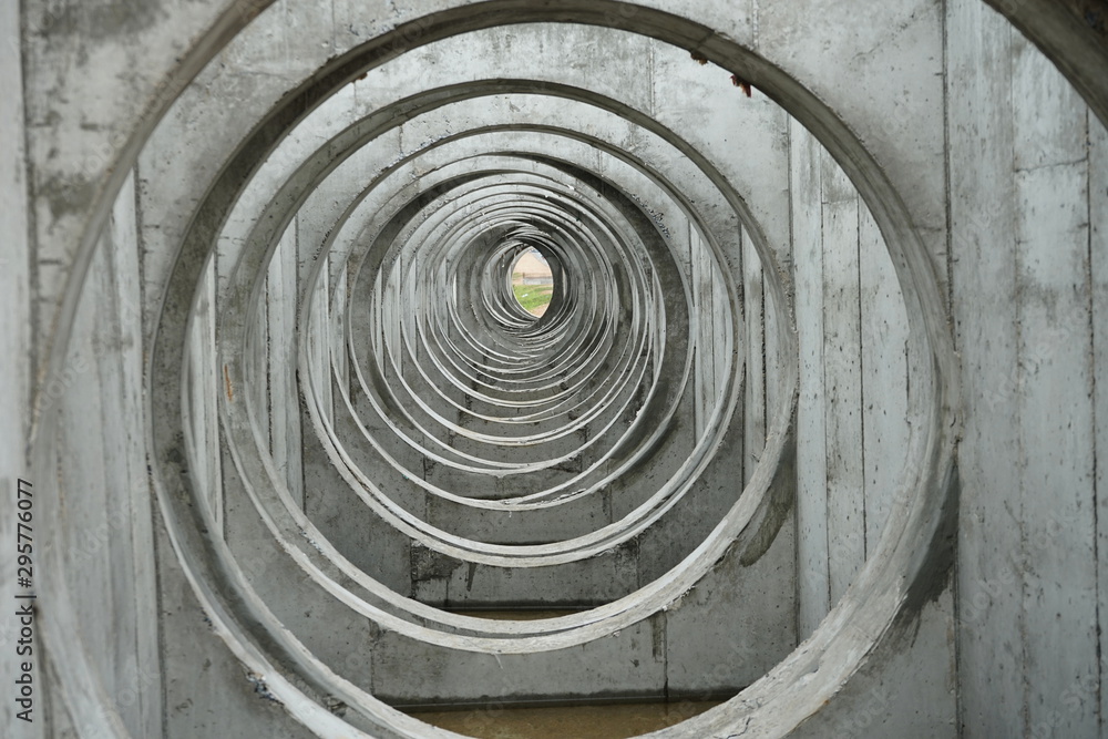 Reinforced concrete drainage channel Placed in a circular pathway Stock ...