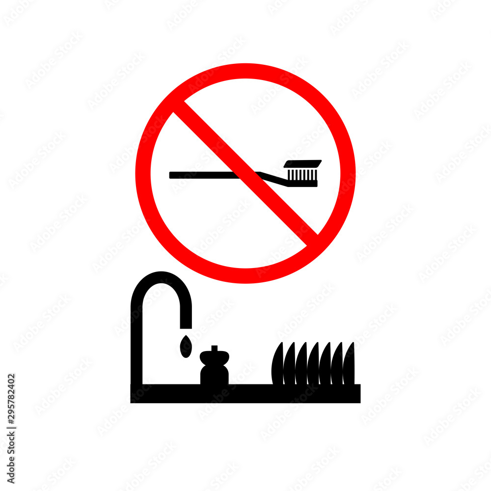Kitchen sign do not wash your teeth in the sink plates eps ten Stock ...