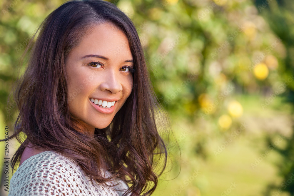 Beautiful Biracial Chinese Asian Eurasian Girl Outdoors Stock Photo ...