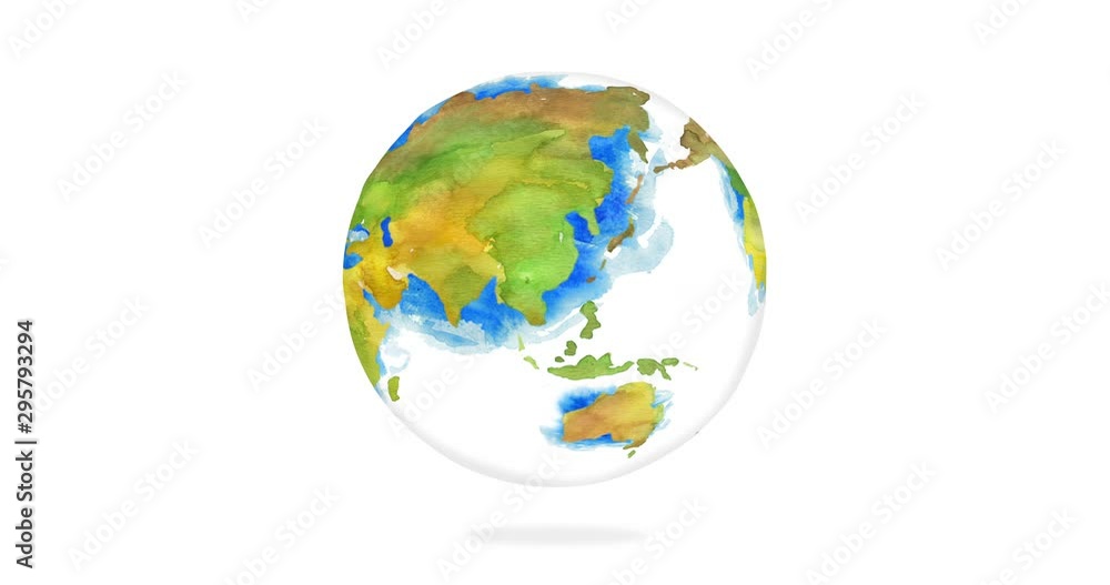 world turning in painting watercolor style, Animation, illustration ...