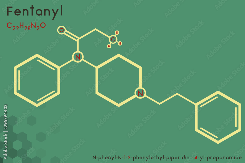 Large and detailed infographic of the molecule of Fentanyl. Stock ...