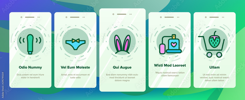 Intim Shop Onboarding Mobile App Page Screen Vector Icons Set Thin Line Contraception And