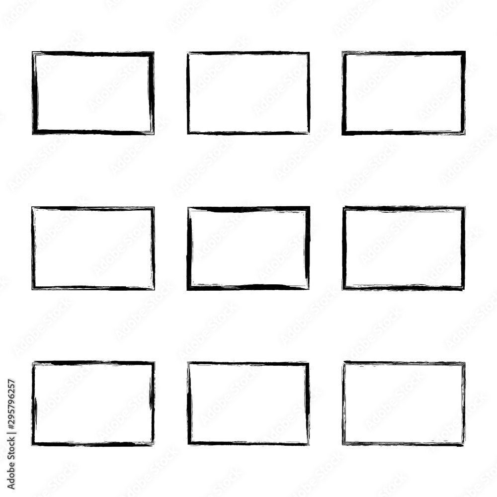 Set hand drawn rectangle frame. Text box from smears. Vector Black ...