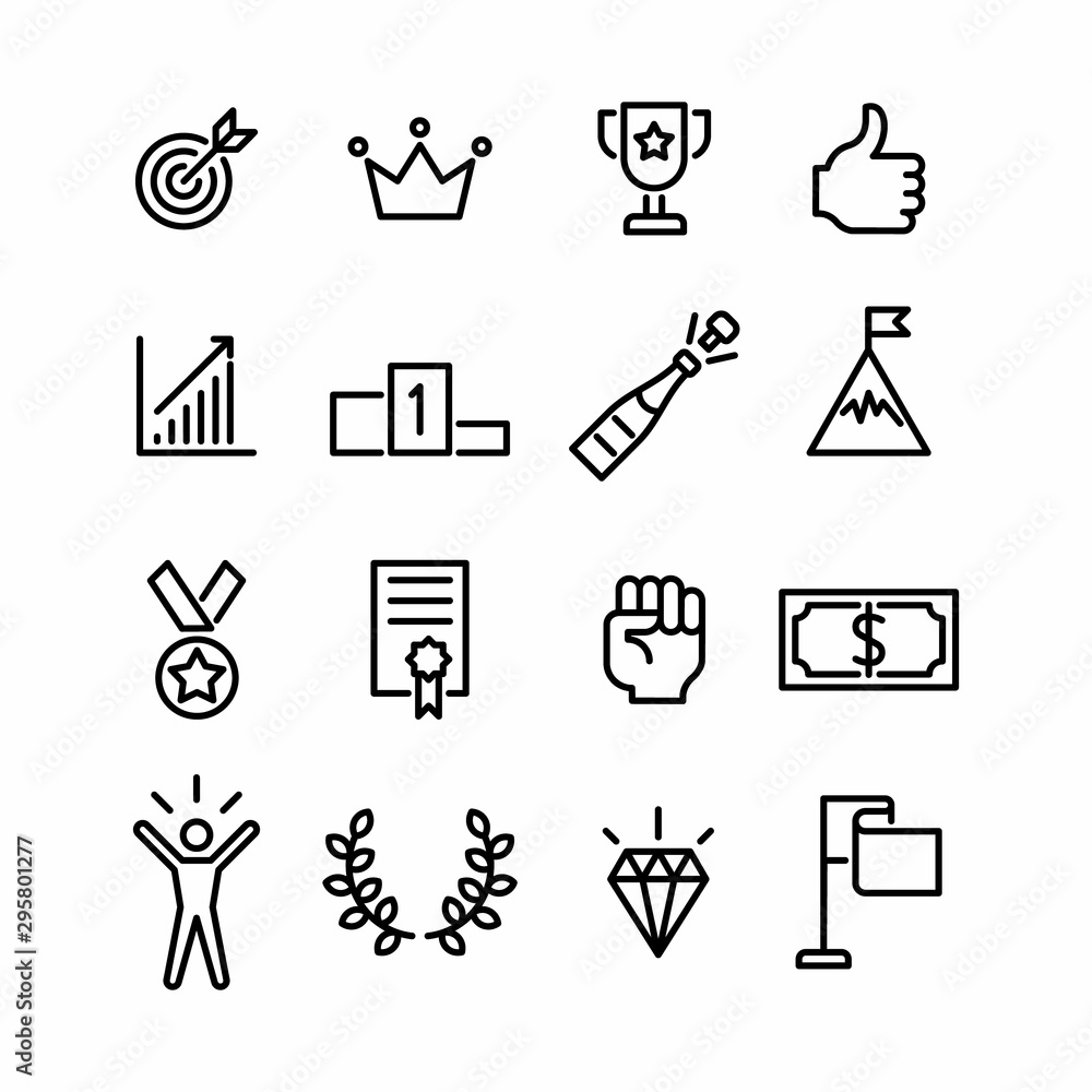 Success icon vector set. Win and achievement symbols. Reward isolated ...