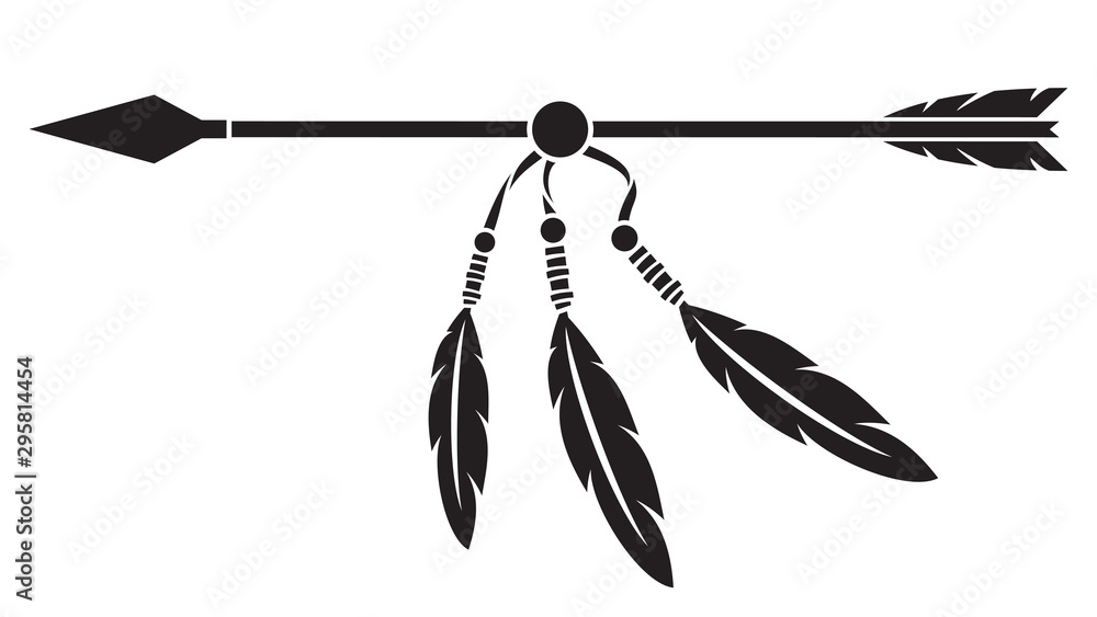 Native Indian arrow and feathers Stock Vector | Adobe Stock