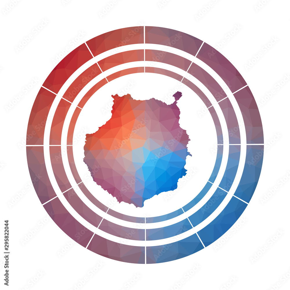 Gran Canaria badge. Bright gradient logo of island in low poly style ...