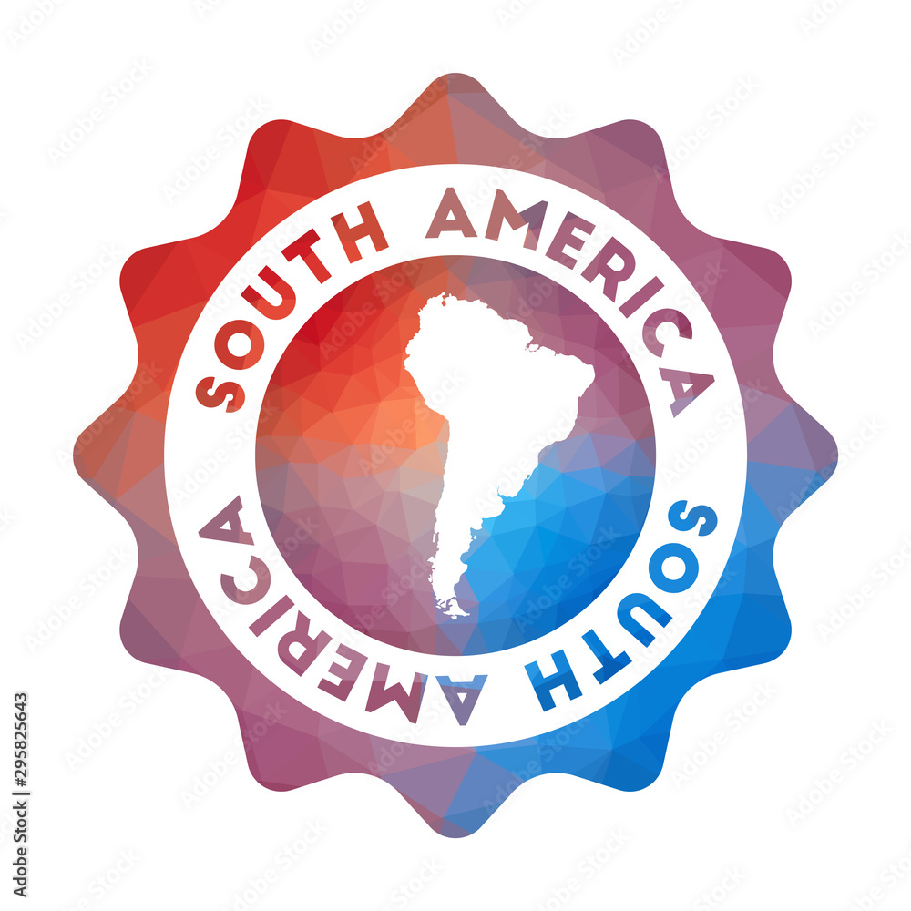 South America low poly logo. Colorful gradient travel logo of the ...