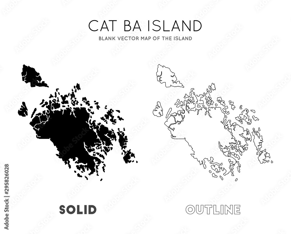Cat Ba Island map. Blank vector map of the Island. Borders of Cat Ba ... Cat Ba Island map. Blank vector map of the Island. Borders of Cat Ba ...