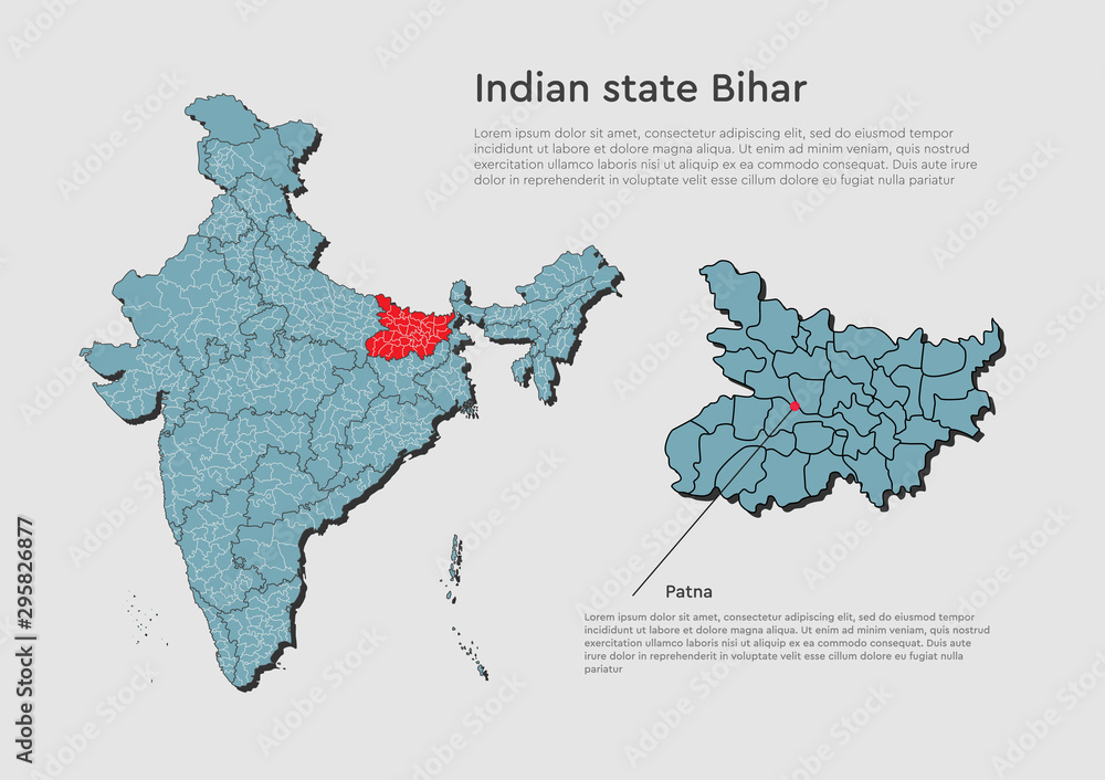 India country map Bihar state template concept Stock Vector | Adobe Stock