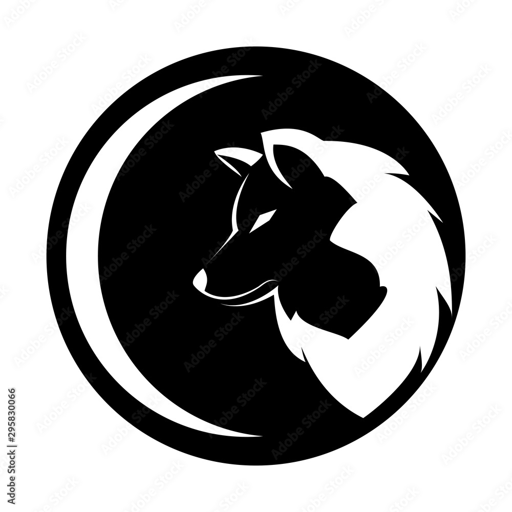 wolf and circle vector logo design Stock Vector | Adobe Stock