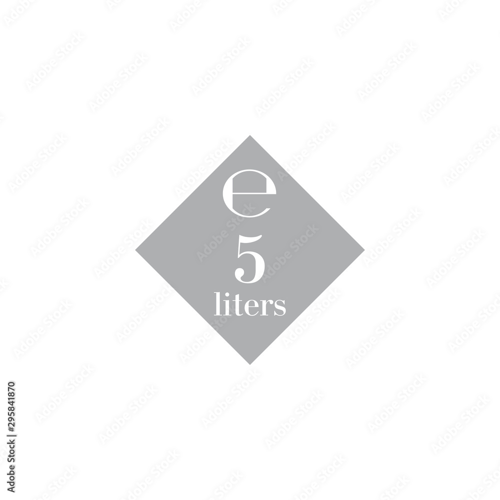 5 Liters l sign (l-mark) estimated volumes milliliters (ml) Vector ...