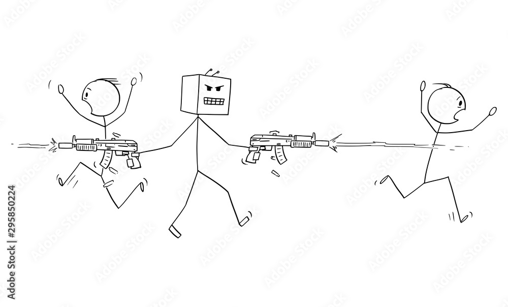 Vector cartoon stick figure drawing conceptual illustration of mad ...