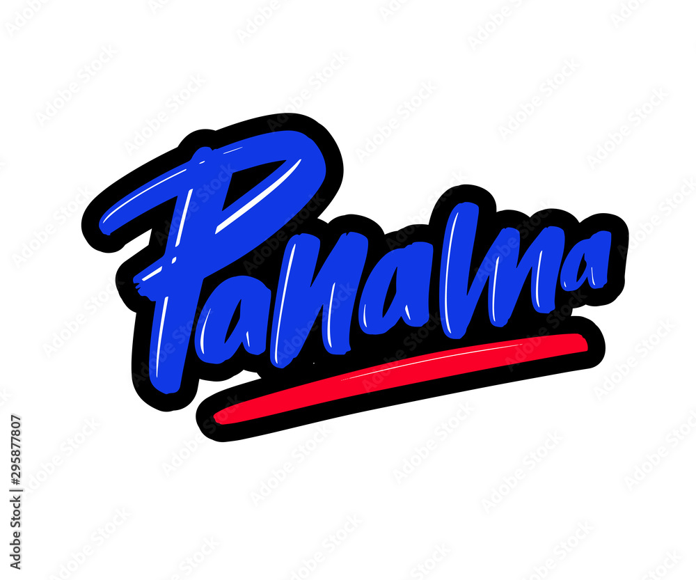 Panama cartoon brush lettering text. Vector illustration logo for print ...