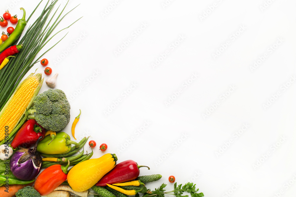 Vegetables creating a frame on white background Stock Photo | Adobe Stock