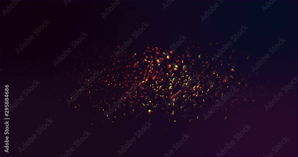 Sci-Fi backdrop with clouds particles system in dark purple liquid ...