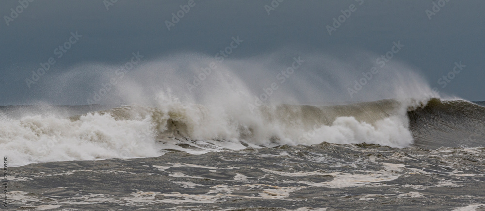 Large Atlantic Ocean waves on a windy day during a tropical storm Stock ...