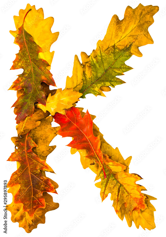 Letter К. October. November. Text made by autumn leaves. English ...