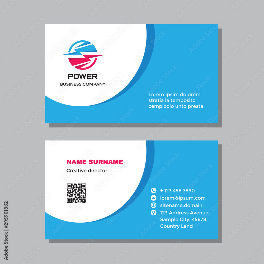 Business visit card template with logo - concept design. Computer ...