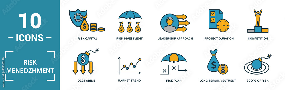 Risk Management icon set. Include creative elements risk management ...