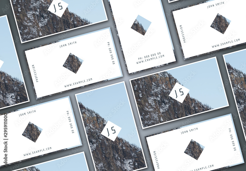 Business Card Layout Set with Image Backgrounds Stock Template | Adobe ...