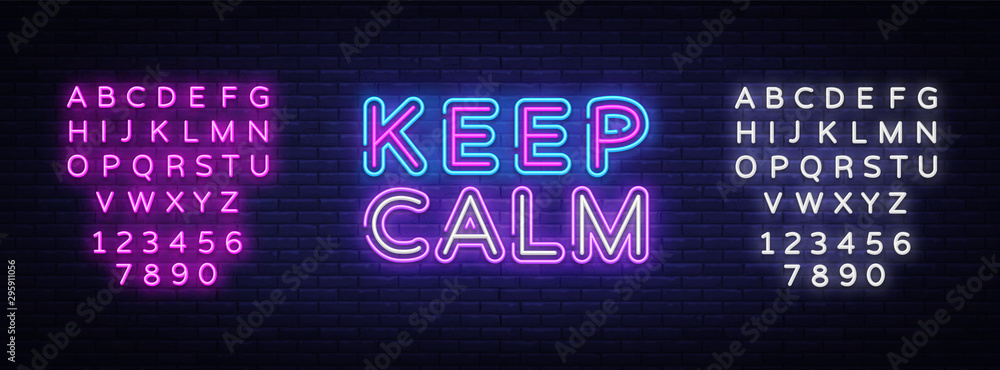 Keep Calm Neon Text Vector. Keep Calm neon sign, design template ...