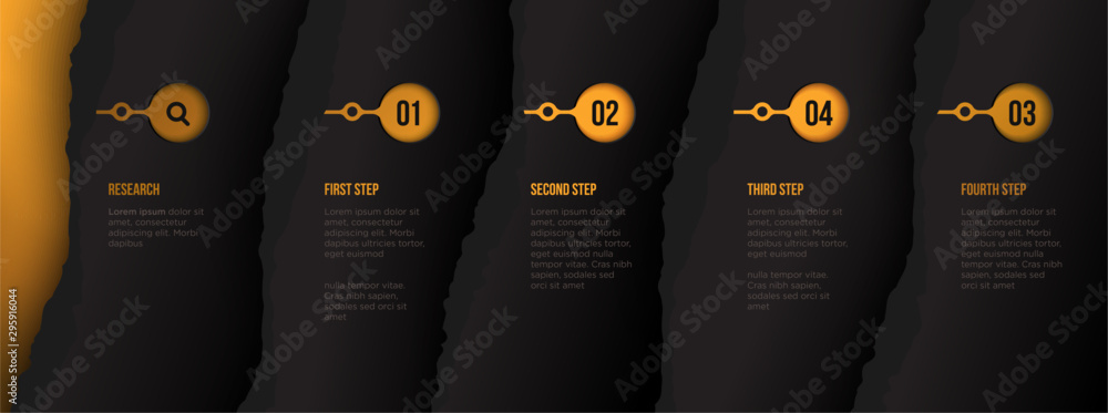 Elegant premium black and gold torn paper style infographic design ...
