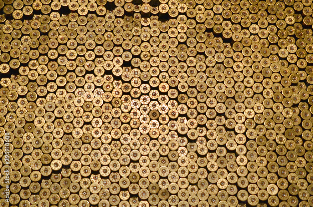 Pattern of 12 gauge cartridges for shotgun bullets. Shells for hunting ...