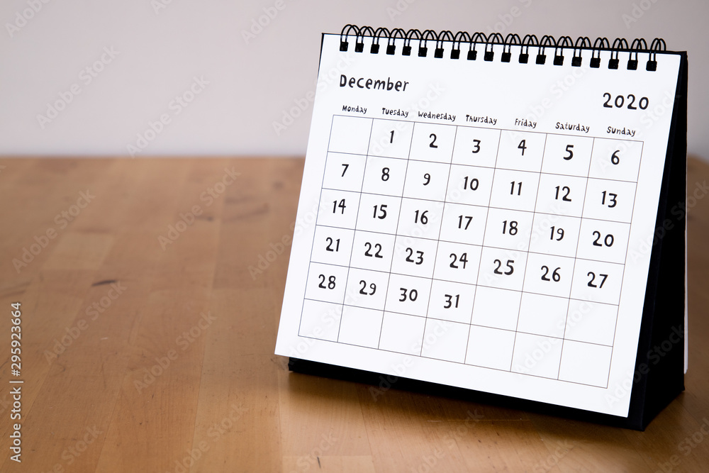 Month page: December in 2020 paper calendar with funny font on the ...