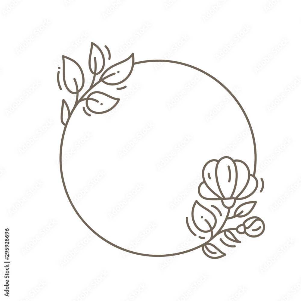 Vector vintage frame in trendy linear frame for florist shops and ...