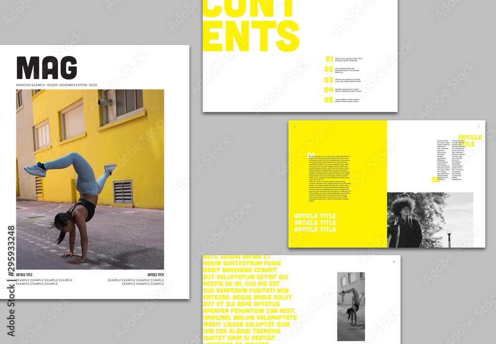 Yellow Magazine Layout Stock Template | Adobe Stock